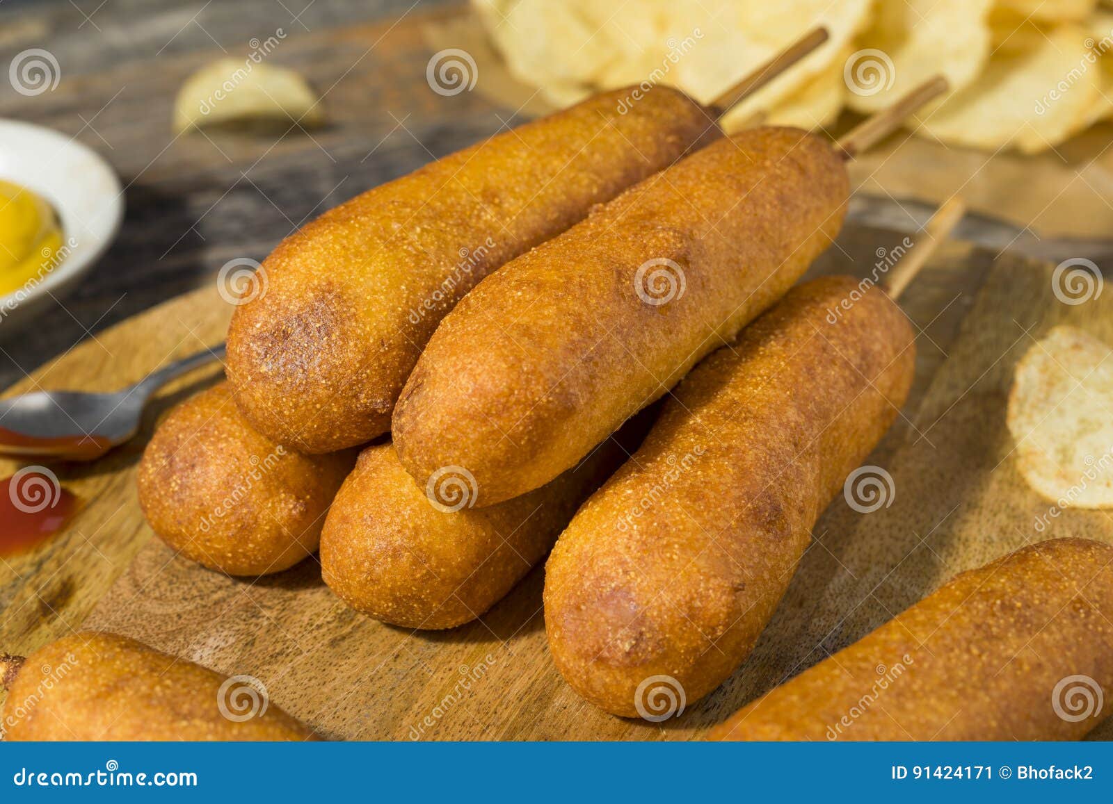 Homemade Deep Fried Corn Dogs Stock Image - Image of fast, batter: 91424171