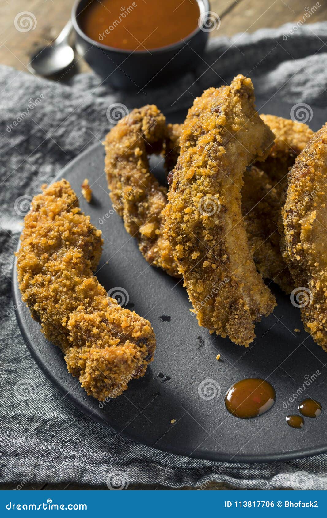Homemade Deep Fried Ribs stock photo. Image of barbecued - 113817706