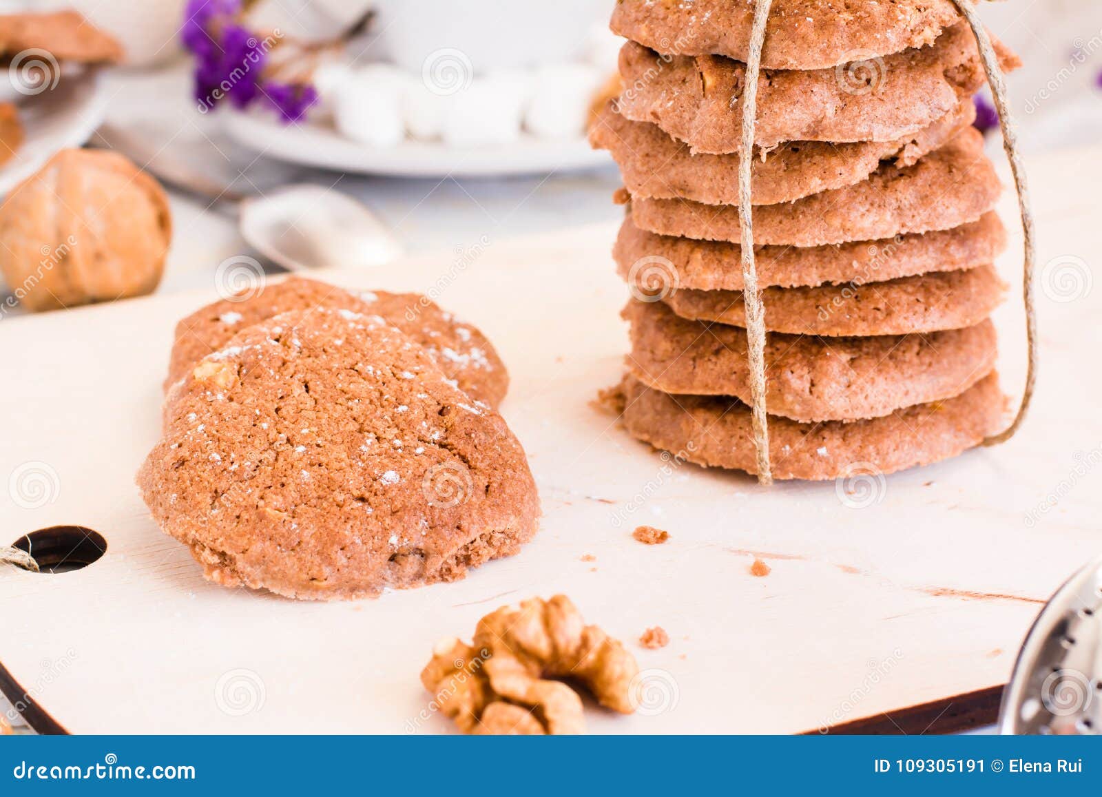 Homemade Delicious Cookies with Chocolate and Nuts Stock Image - Image ...