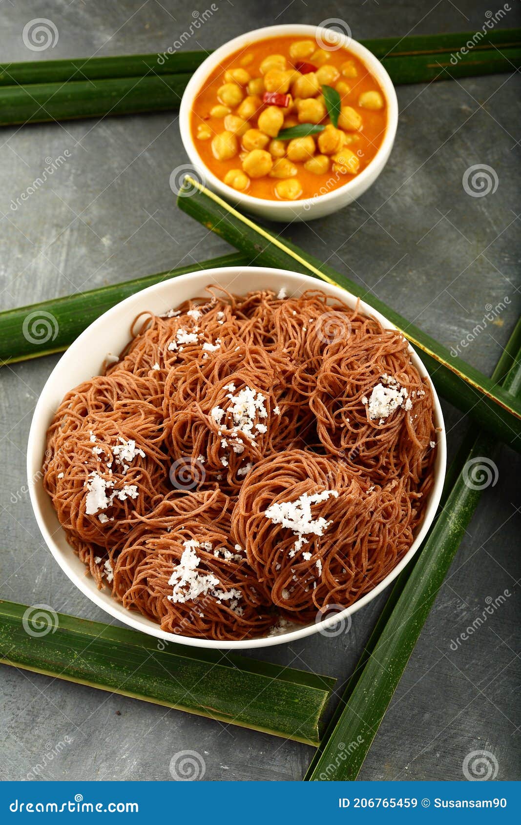 Red Rice Idiyappam With Chickpea Curry Stock Image Image Of Idali