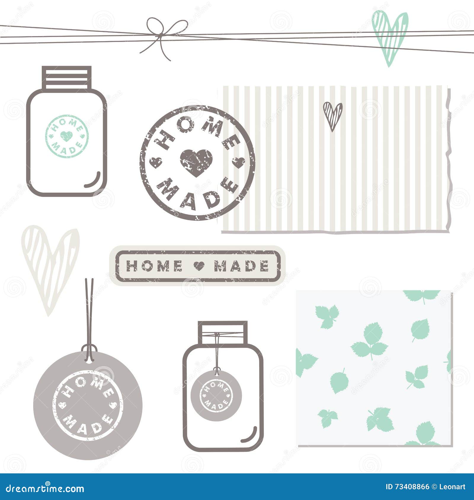 Homemade Design Elements - Stamp, Label, Sticker Stock Illustration ...