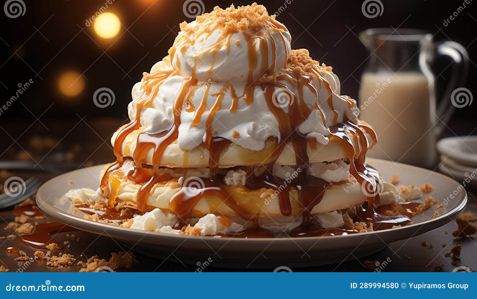 A Homemade Dessert Stack, Indulgence on a Rustic Wooden Table Generated ...