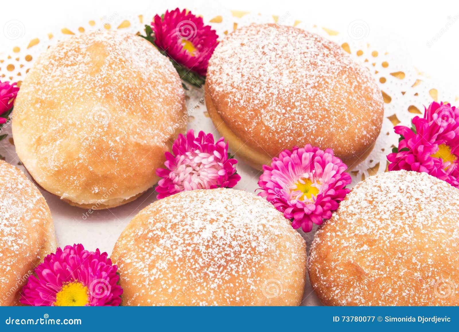 Homemade Donuts Decorated with Flowers Stock Image - Image of fried ...