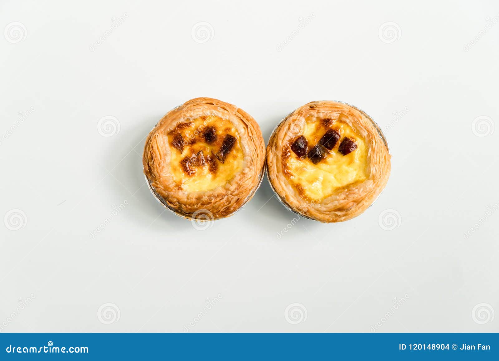 Egg Tart with White Background Stock Photo - Image of creamy, cookies ...