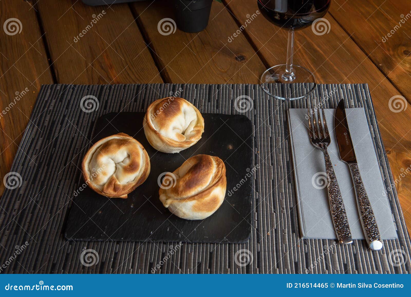 Homemade Empanadas with a Black Stone Plate Stock Image - Image of dish ...