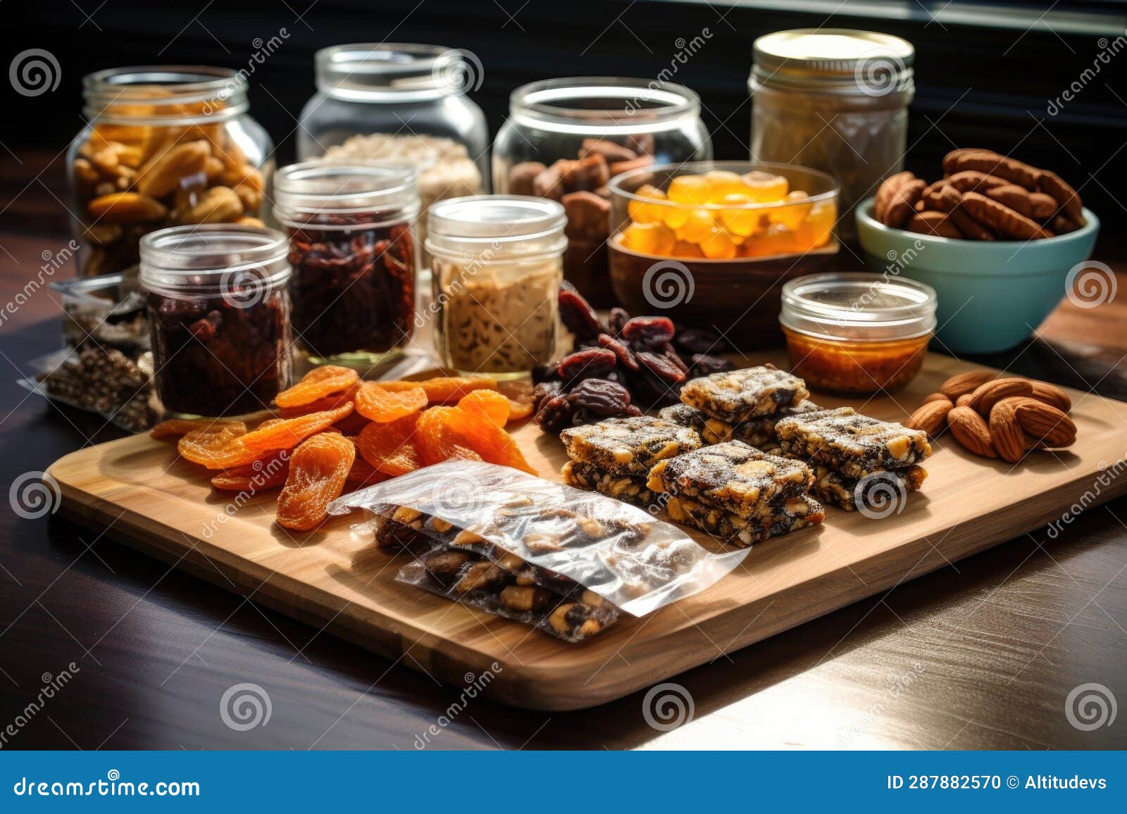 Homemade Energy Bars and Snacks in Reusable Containers Stock ...