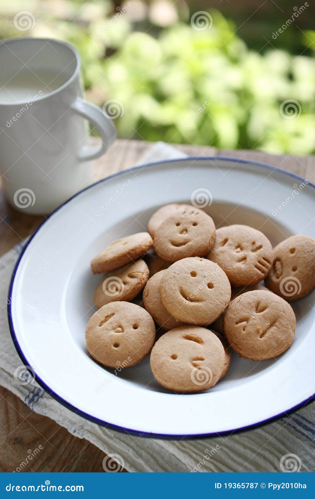 Homemade Face Cookies and Milk Stock Image - Image of snack, smile ...
