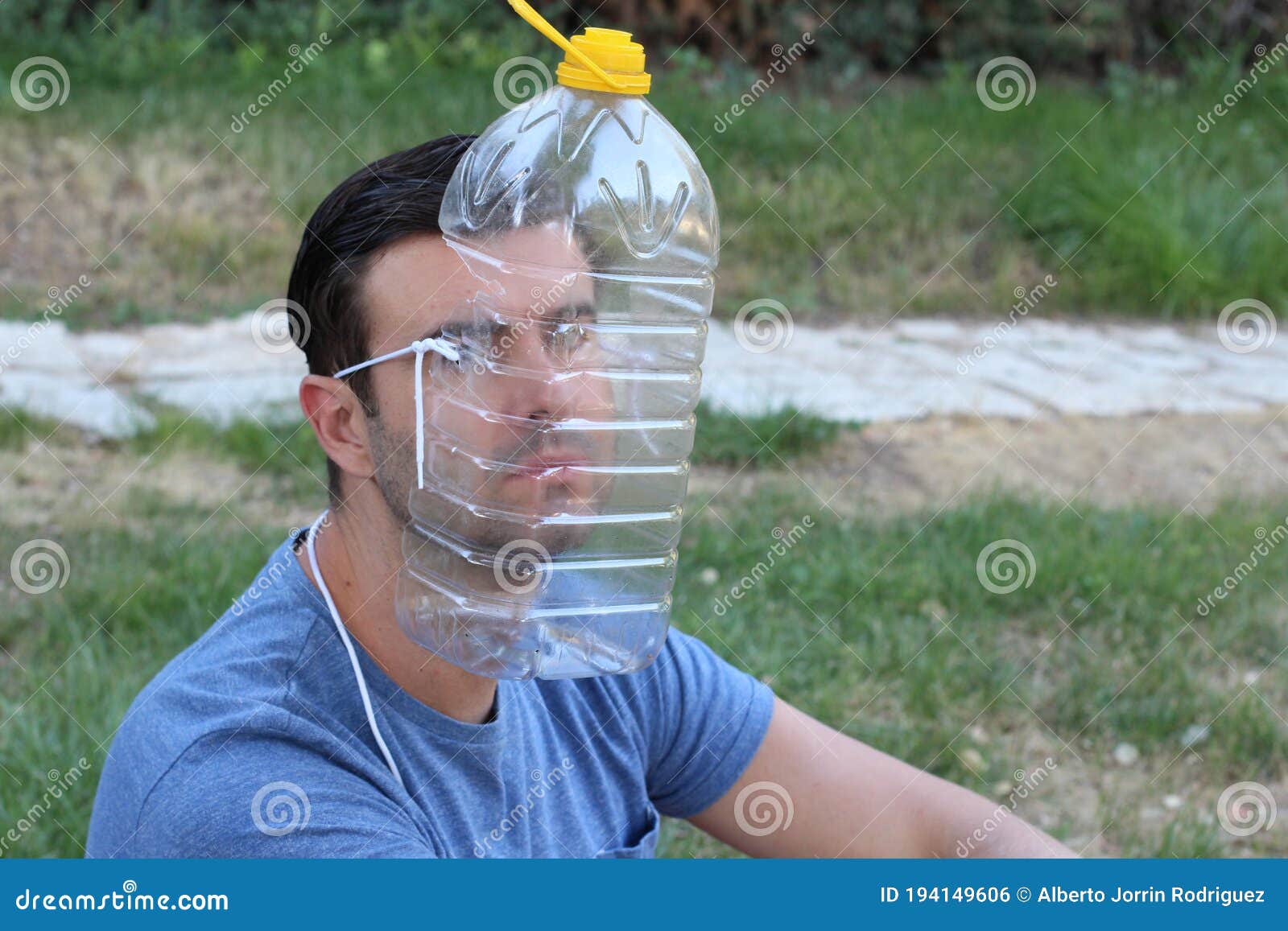Homemade Face Shield Reusing a Plastic Bottle Stock Photo - Image of ...