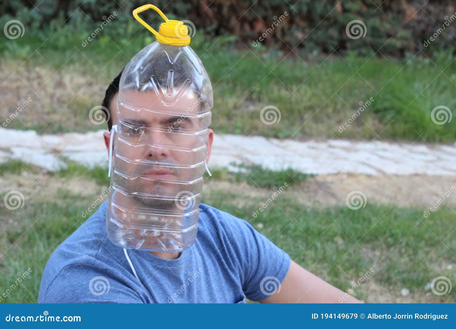 Homemade Face Shield Reusing a Plastic Bottle Stock Image - Image of ...