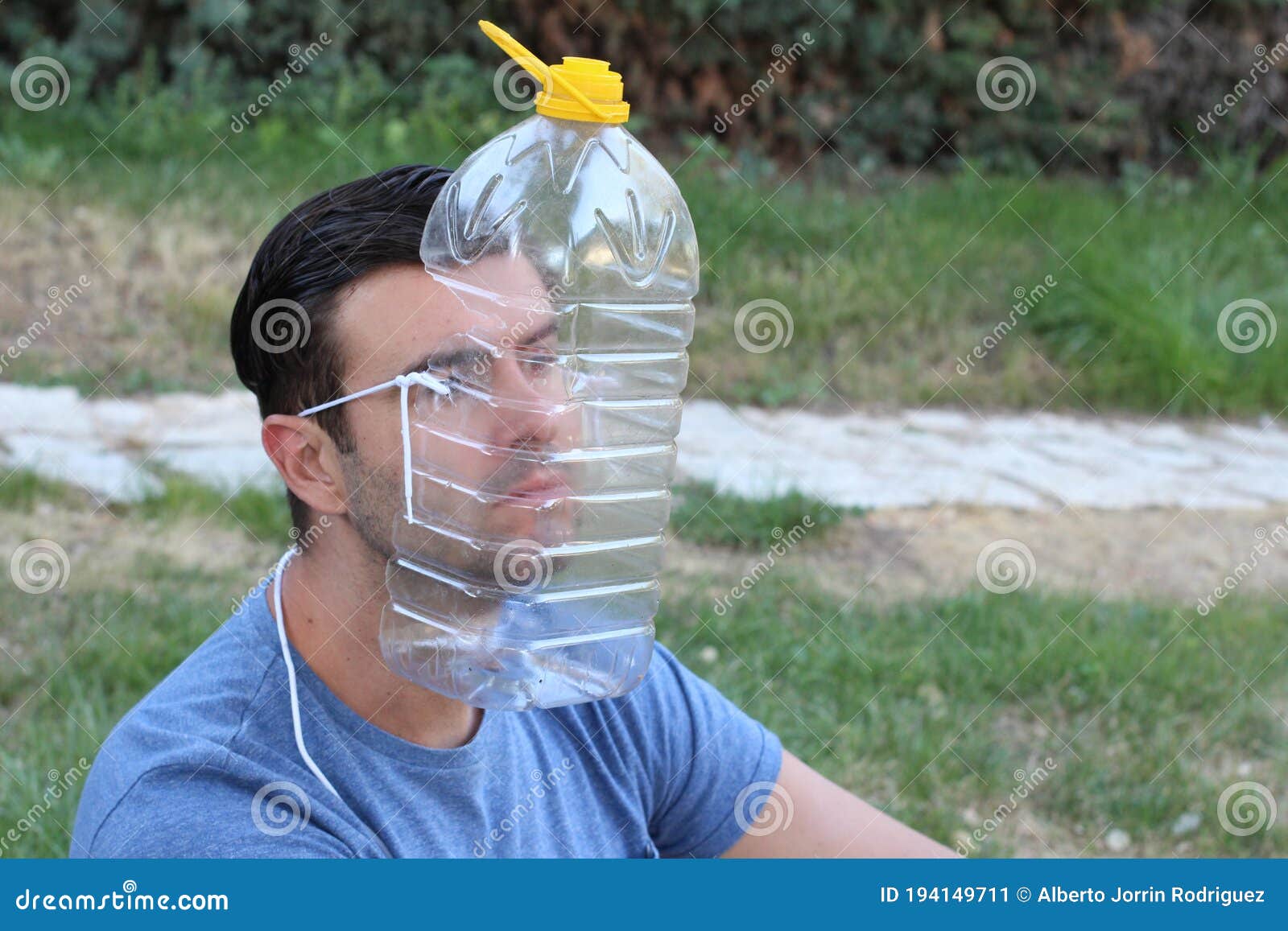 Homemade Face Shield Reusing a Plastic Bottle Stock Image - Image of ...