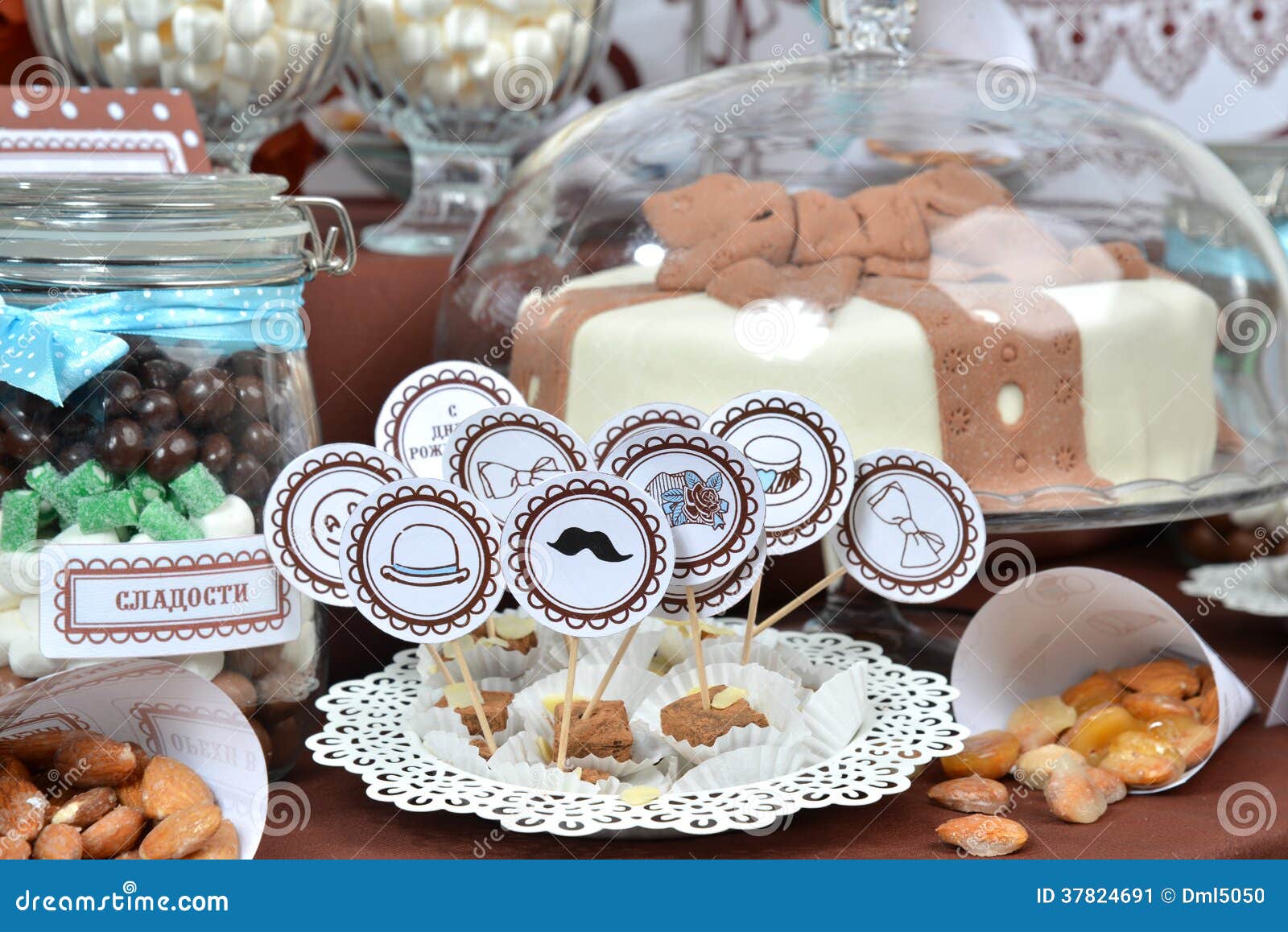 Homemade Fancy Set Table with Sweets Candies Stock Image - Image of ...