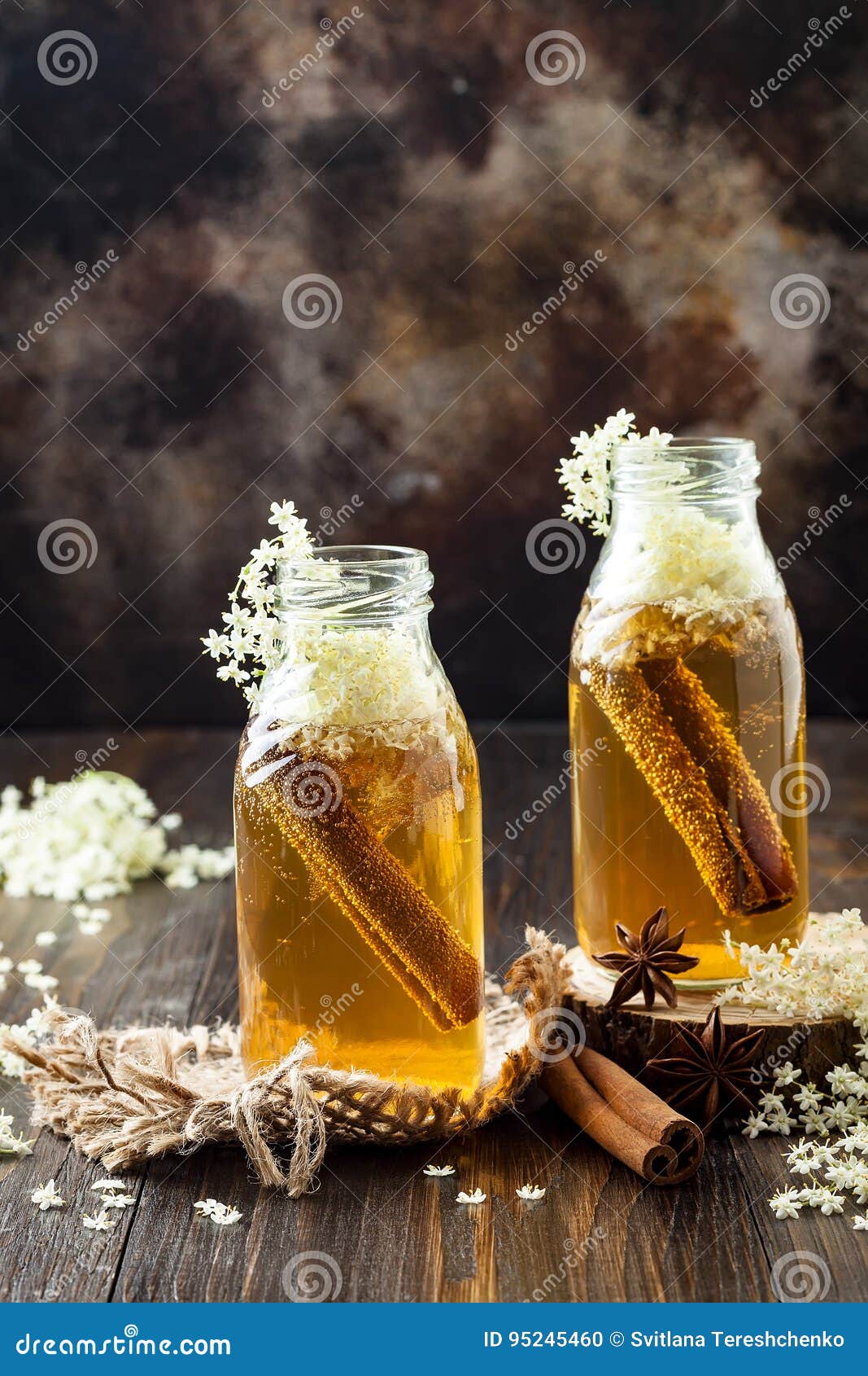 Homemade Fermented Cinnamon And Ginger Kombucha Tea Infused With