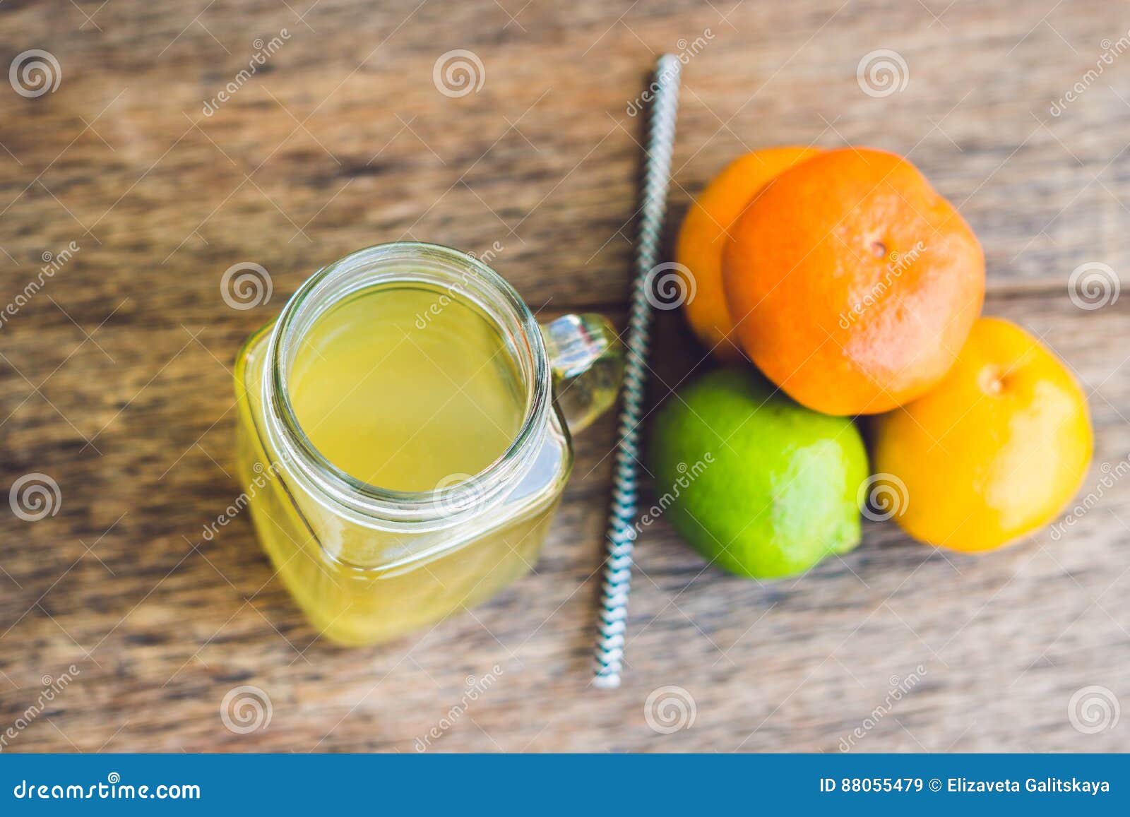 Homemade Fermented Raw Kombucha Tea Ready To Drink With Orange And Lime
