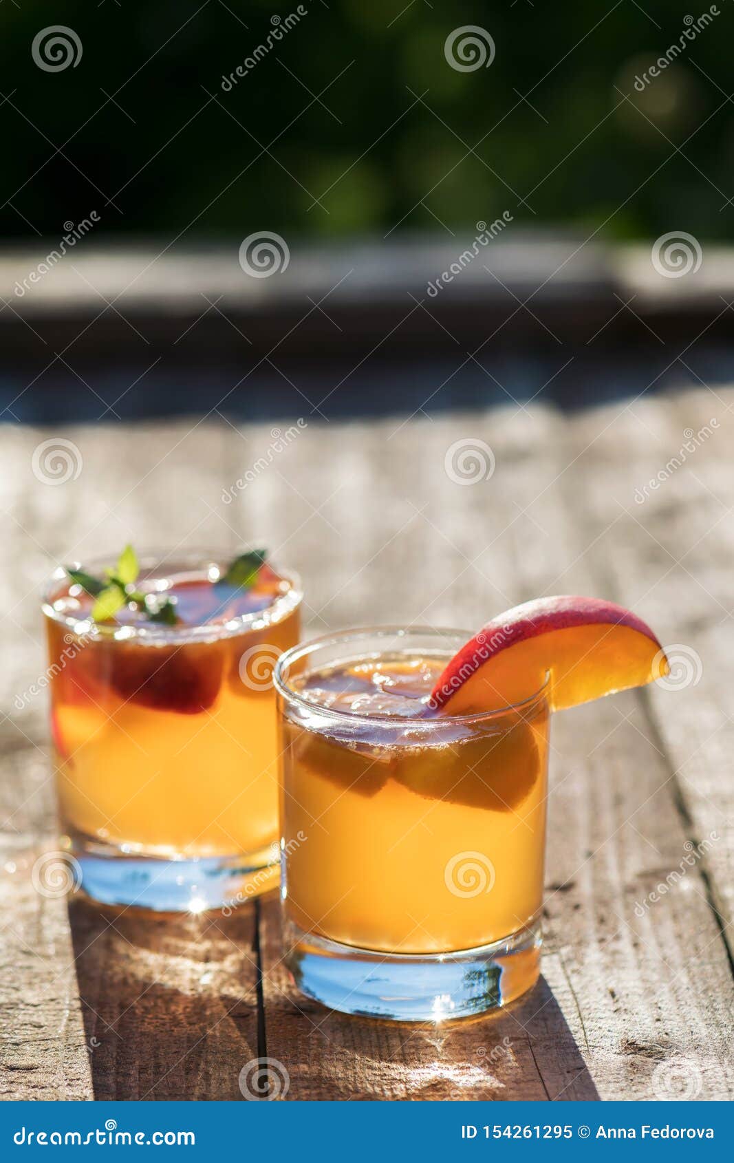 Homemade Fermented Raw Kombucha Tea Ready To Drink With Peach Summer