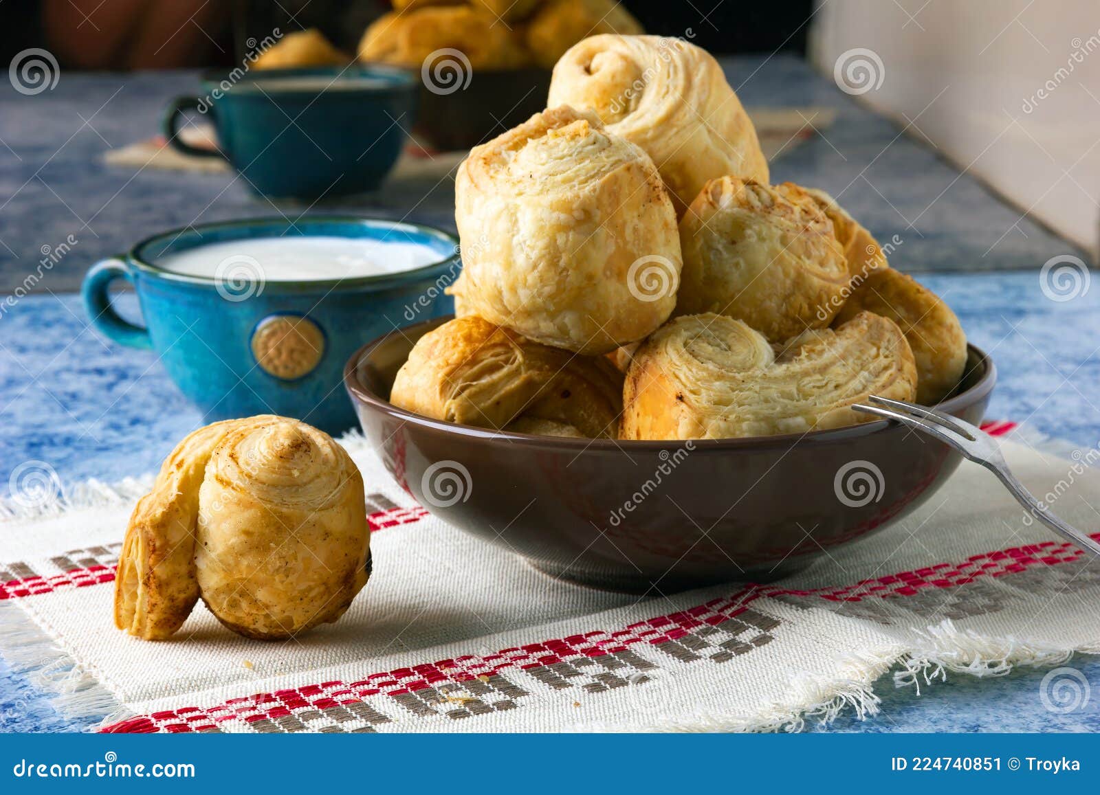 Homemade Flaky Pastry Rolls Baked with Cinnamon Stock Image - Image of ...