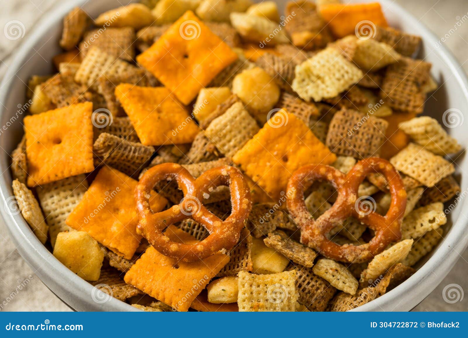 Homemade Flavored Cracker Snack Mix Stock Photo - Image of nutrition ...