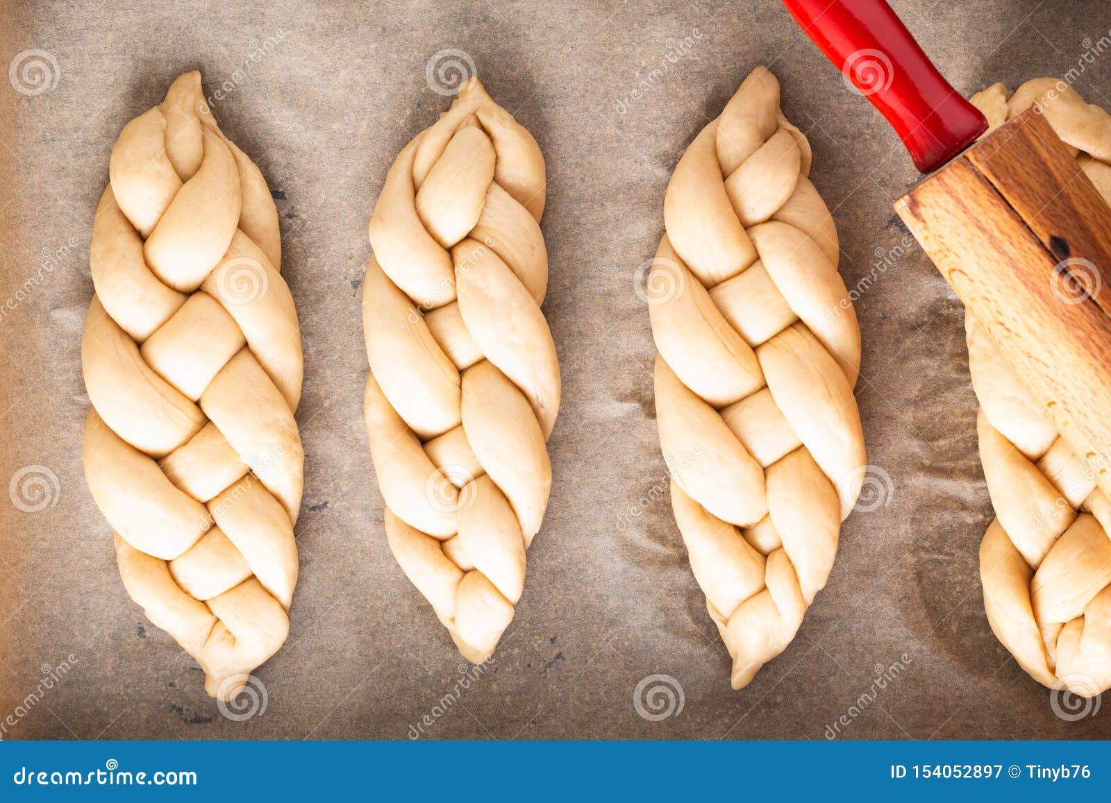 Homemade Food Concept Process Braiding Bread Braid Challah Dough on ...