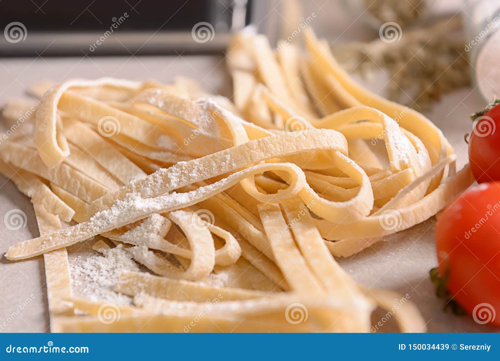 Homemade Fresh Pasta on Table Stock Image - Image of preparing, pasta ...