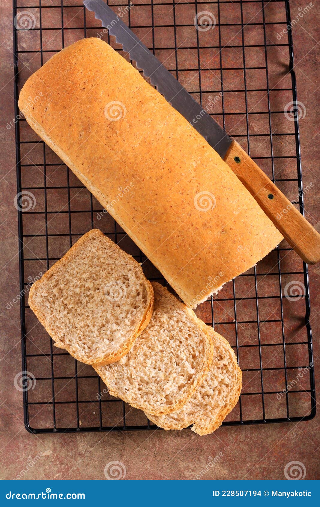 Homemade Fresh Whole Wheat Bread Loaf Stock Photo - Image of bran ...