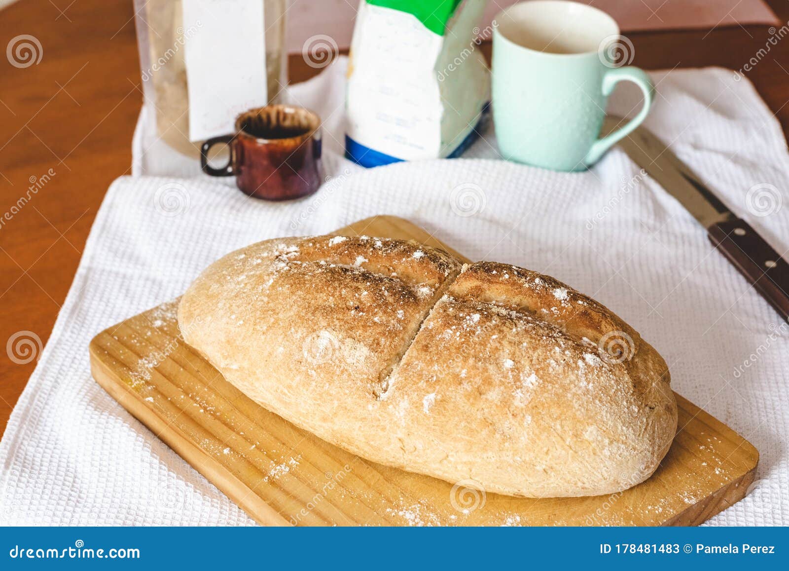 Homemade Freshly Baked Bread. Beautiful Brown Color and Texture. French ...