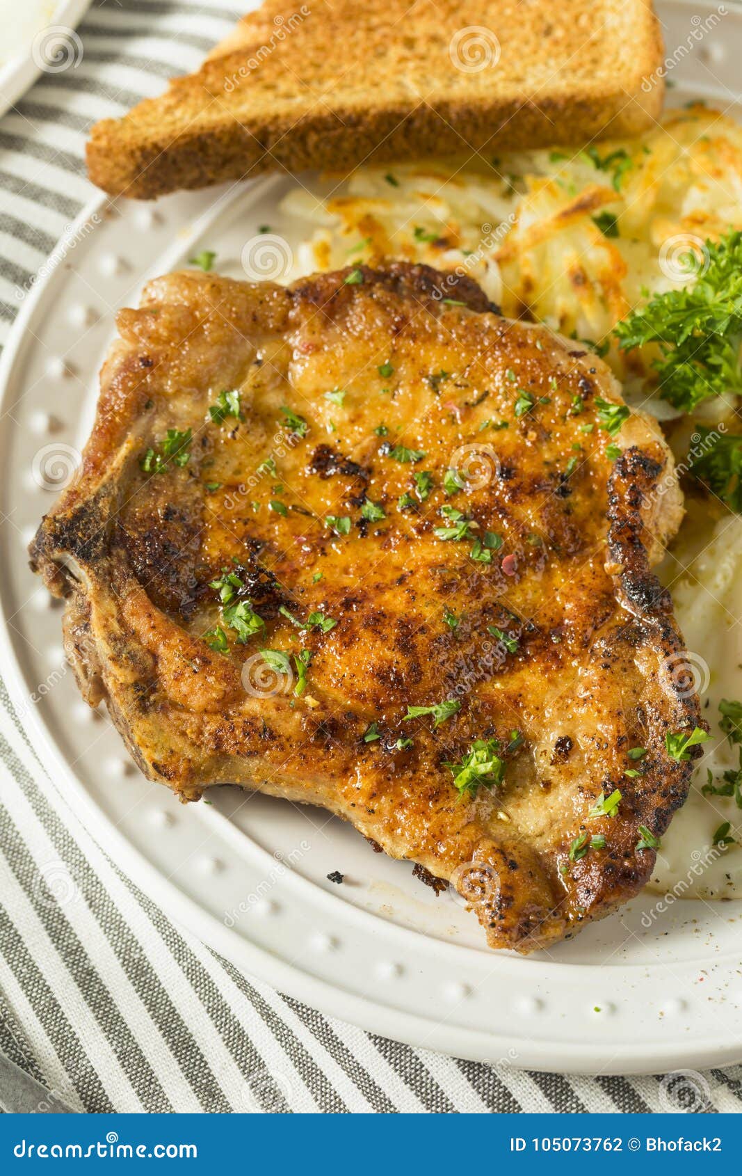 Homemade Fried Breakfast Pork Chops Stock Photo - Image of fresh ...