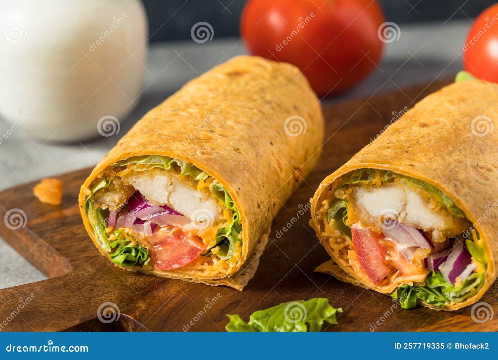 Homemade Fried Chicken Wrap Stock Image - Image of wrap, tortilla ...
