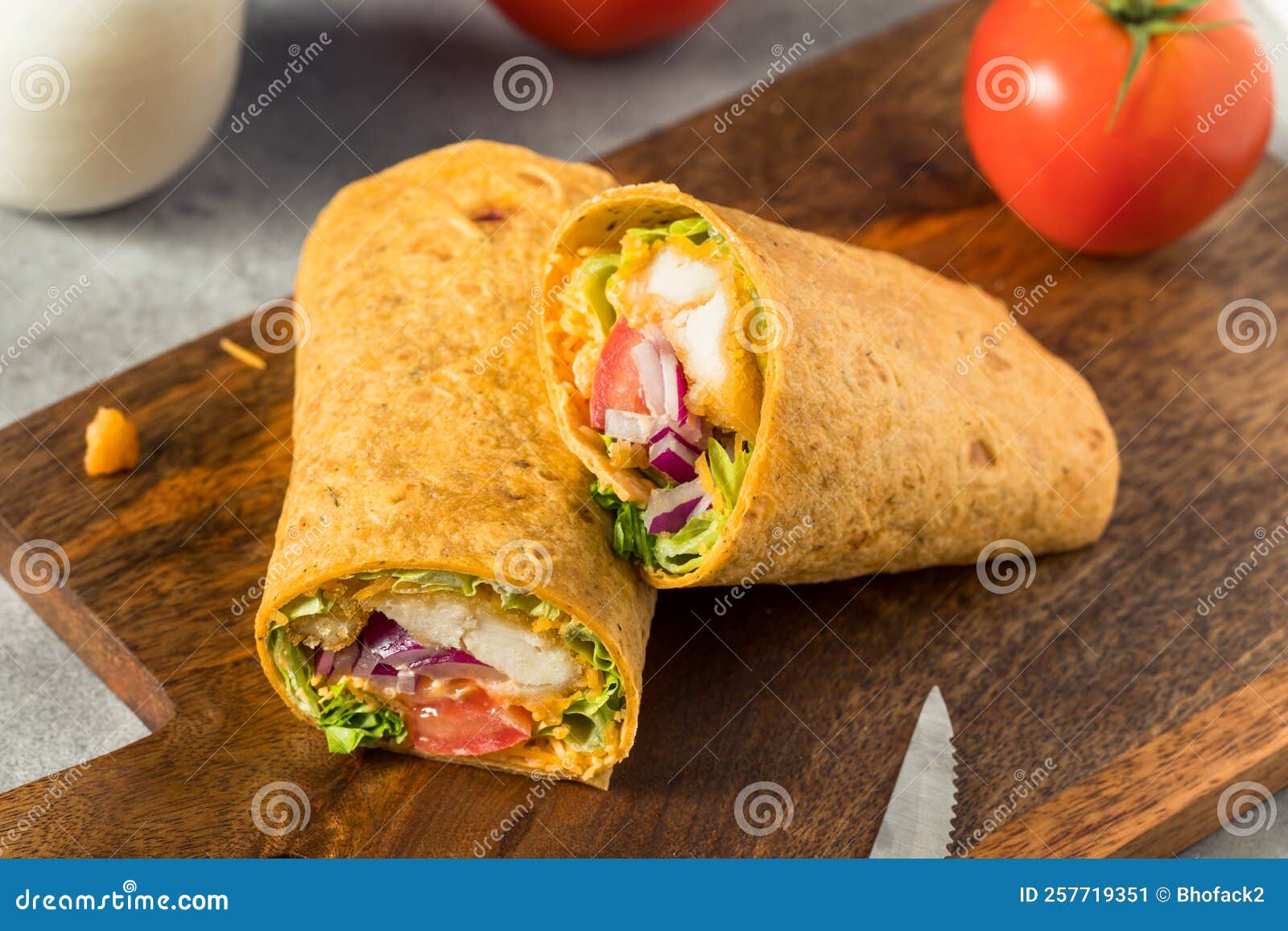 Homemade Fried Chicken Wrap Stock Image - Image of burrito, tortilla ...