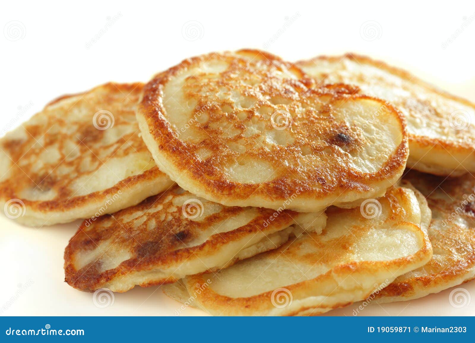 Homemade Fried Pancakes For Breakfast Isolated Stock Image - Image of ...