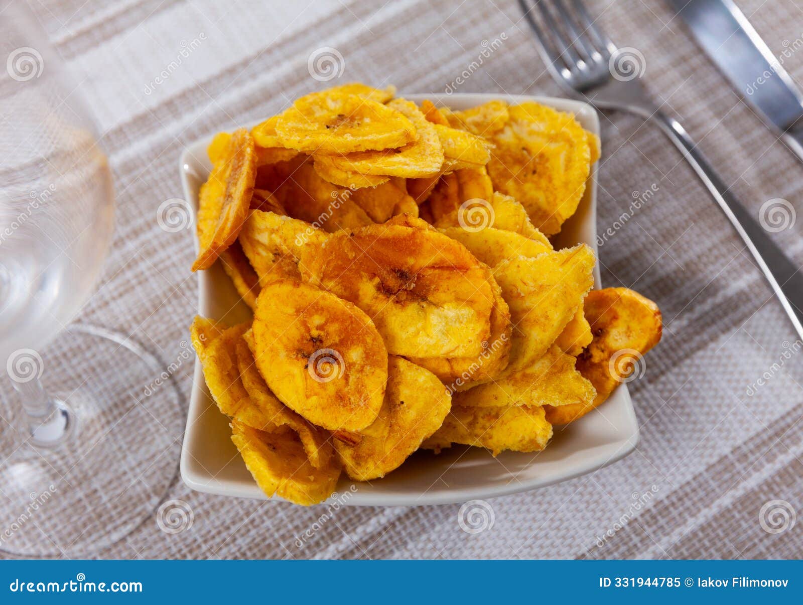 Homemade Fried Plantains on Plate, Overhead View Stock Image - Image of ...