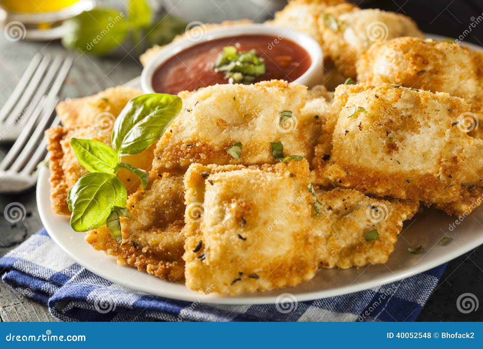 Homemade Fried Ravioli with Marinara Sauce Stock Photo - Image of ...