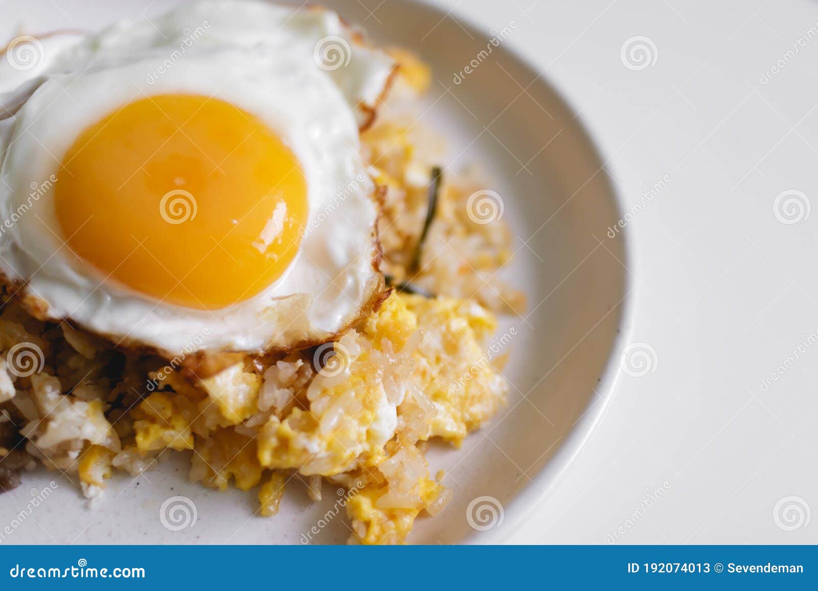 Homemade Fried Rice with Fried Egg on Top. Stock Image - Image of ...