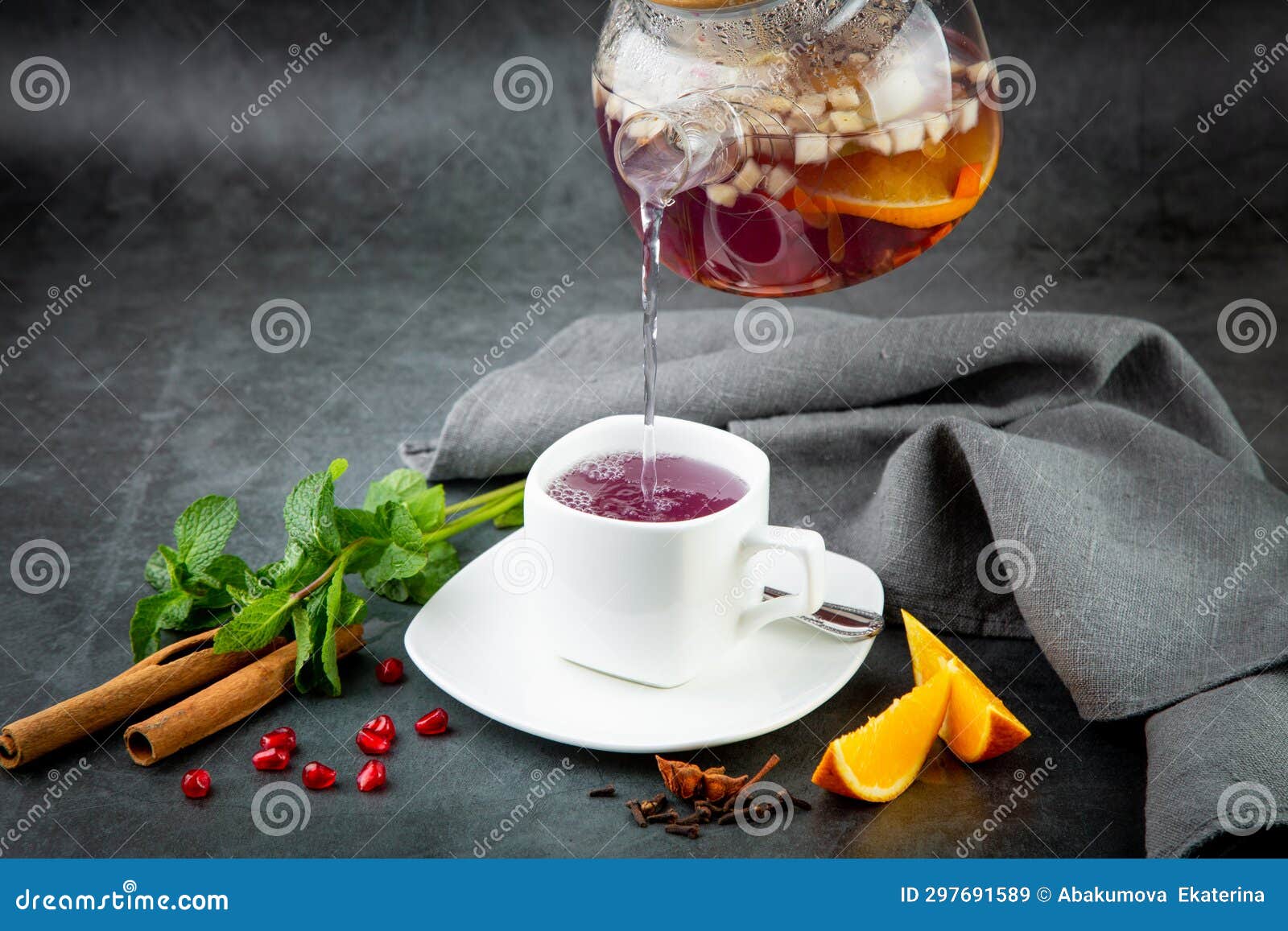 Homemade Fruit Tea with Lemon and Berries Side View Stock Image - Image ...