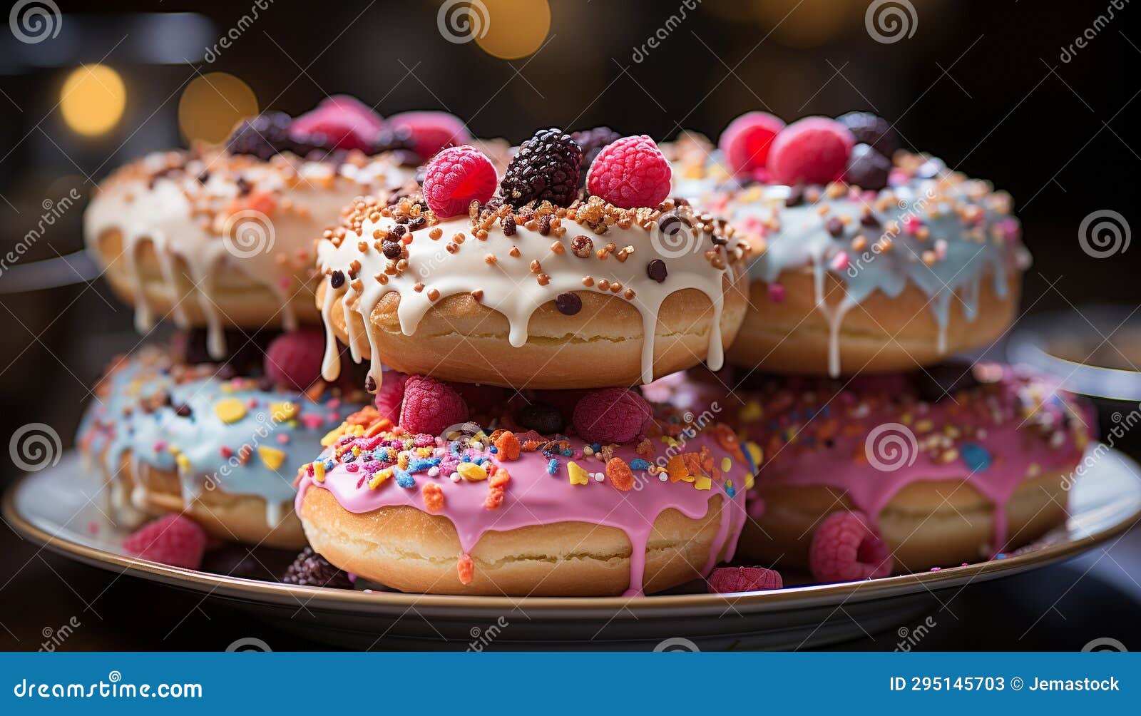 Homemade Gourmet Dessert Multi Colored Chocolate Icing on Fresh Fruit ...