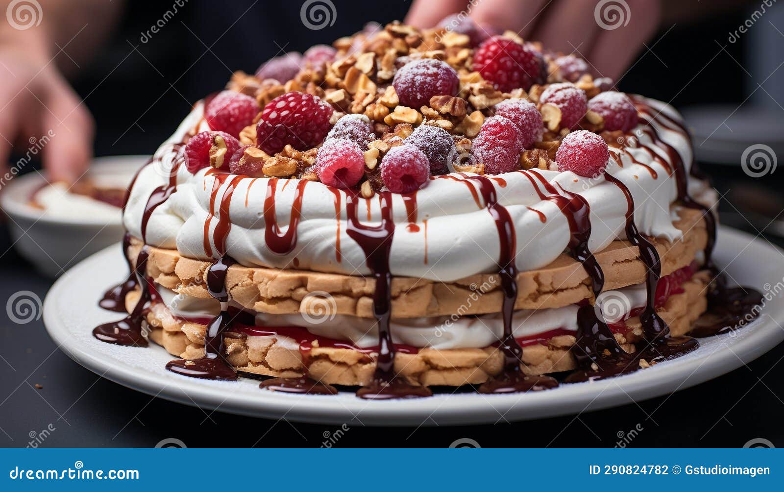 Homemade Gourmet Pancake Stack with Fresh Berry Whipped Cream Generated ...