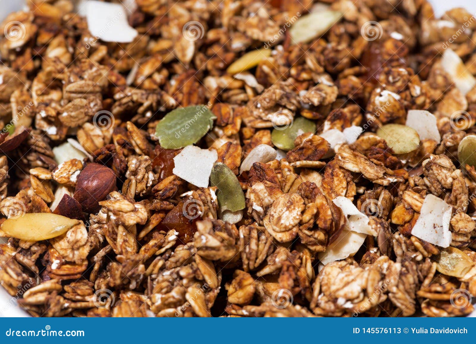Homemade Granola with Nuts Close-up Stock Image - Image of white ...