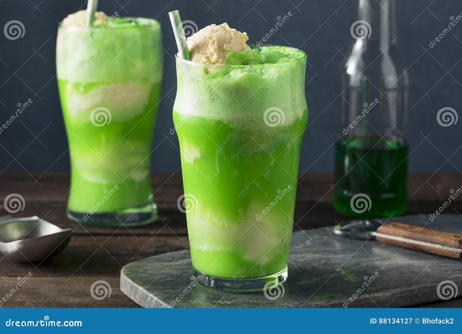 Homemade Green Ice Cream Soda Float Stock Image - Image of foam ...