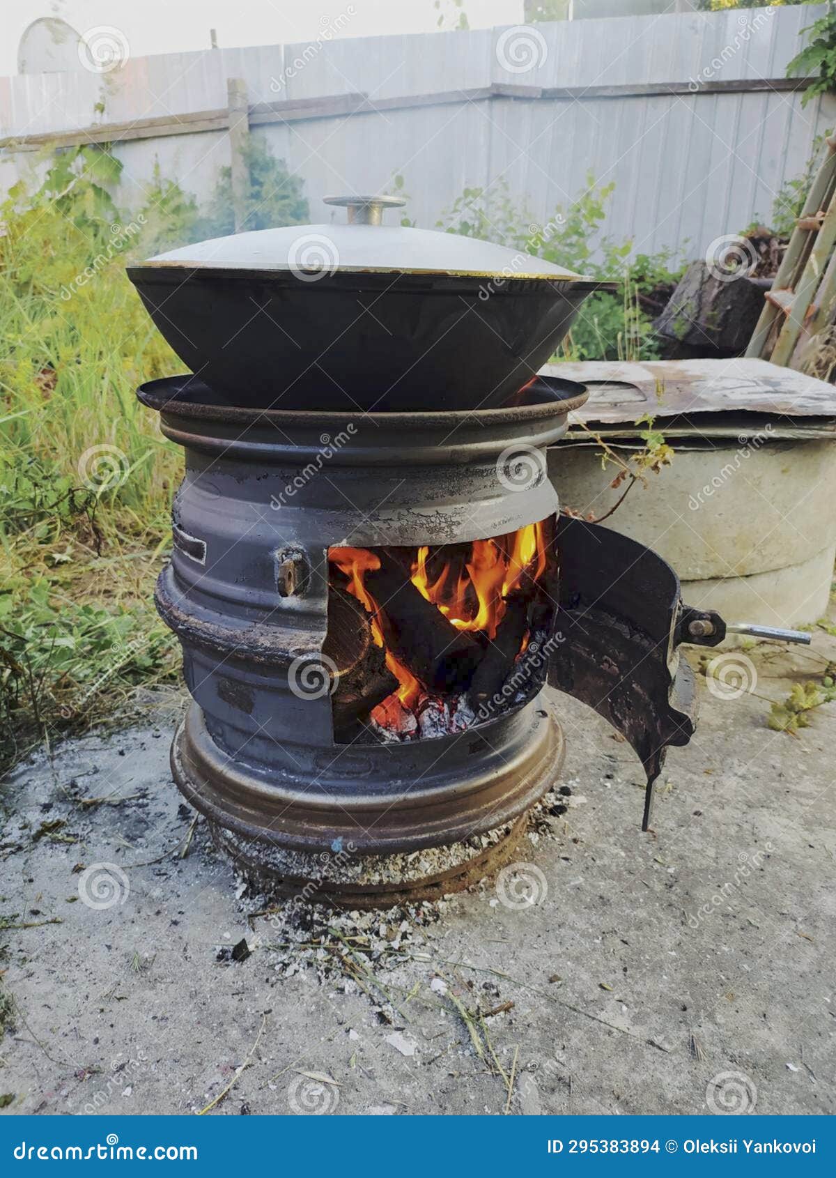 Homemade Grill from Car Rims. Stock Photo - Image of house, camp: 295383894