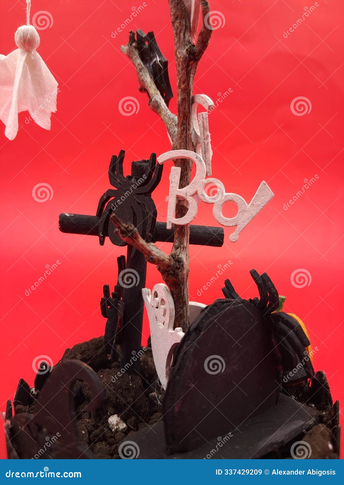 Homemade Halloween Symbols on a Red Background Stock Image - Image of ...
