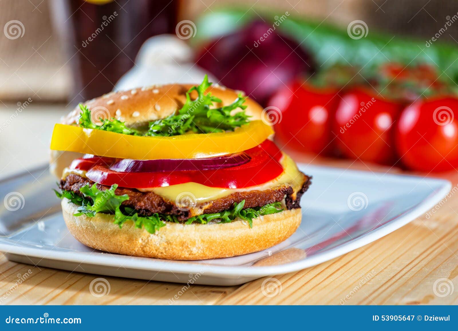 Homemade hamburger stock image. Image of dinner, cucumber - 53905647