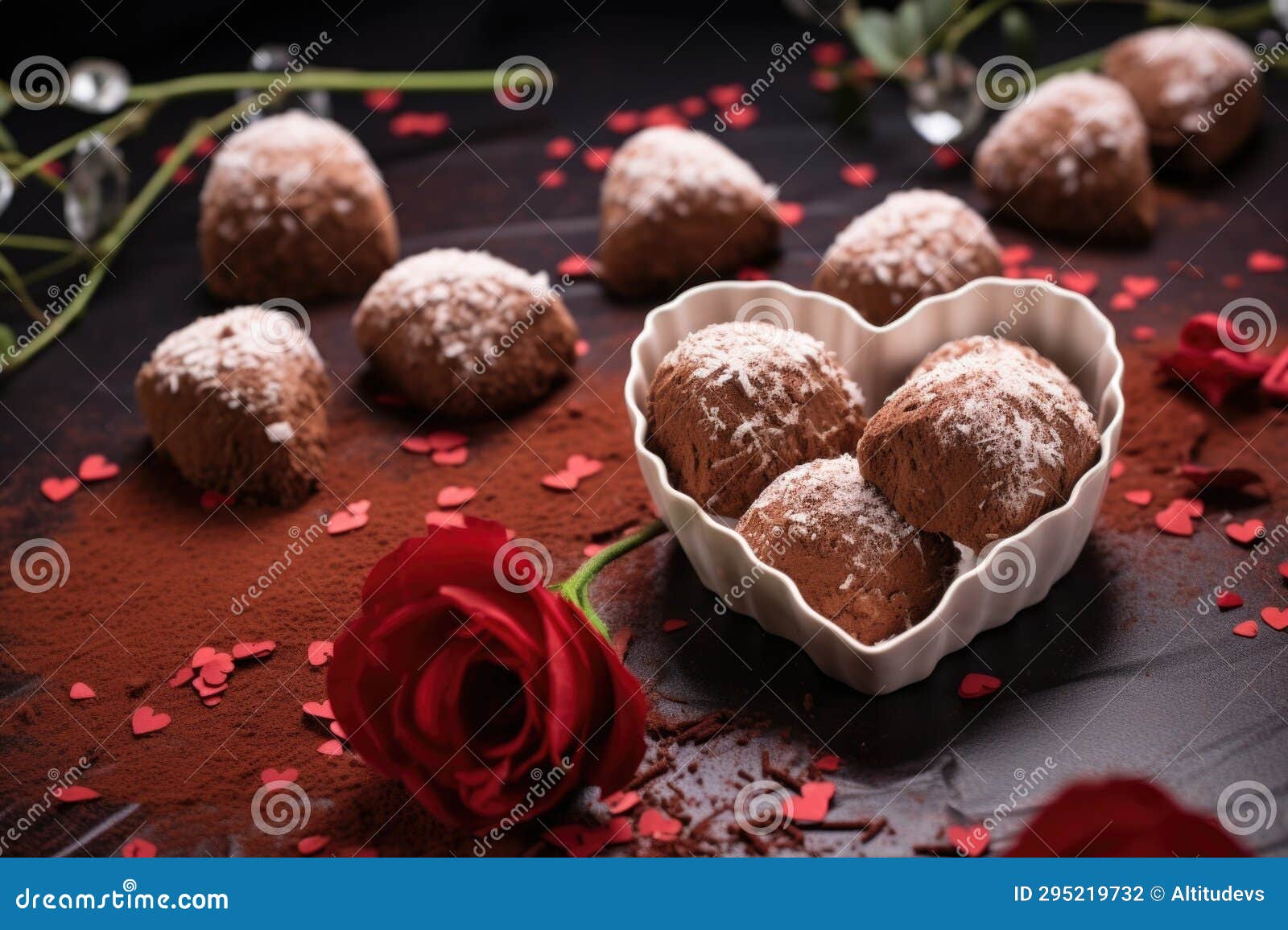 Homemade Heart-shaped Chocolate Truffles Stock Photo - Image of dessert ...