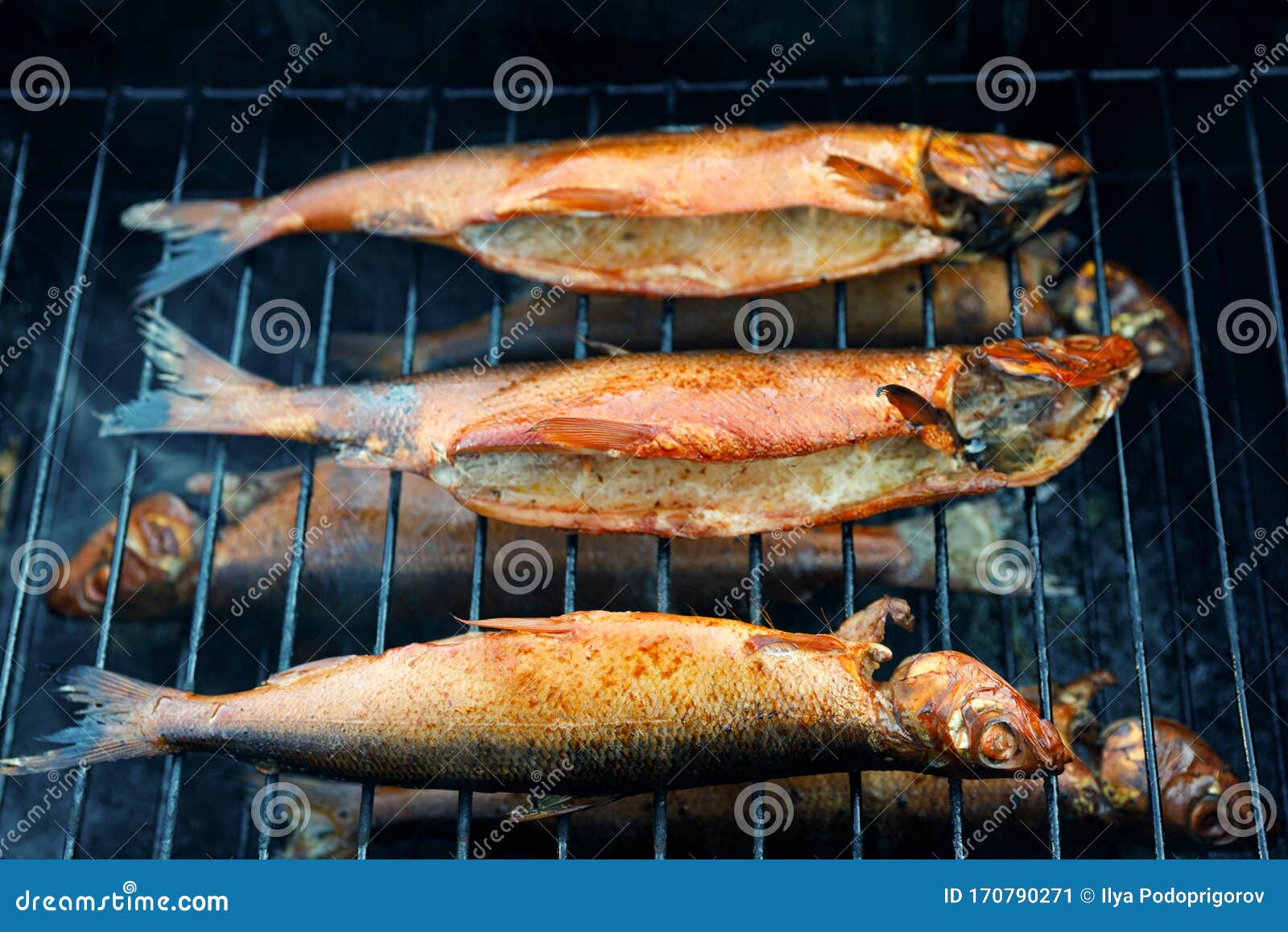 Homemade Hot Smoked Fish Process Stock Image - Image of golden ...