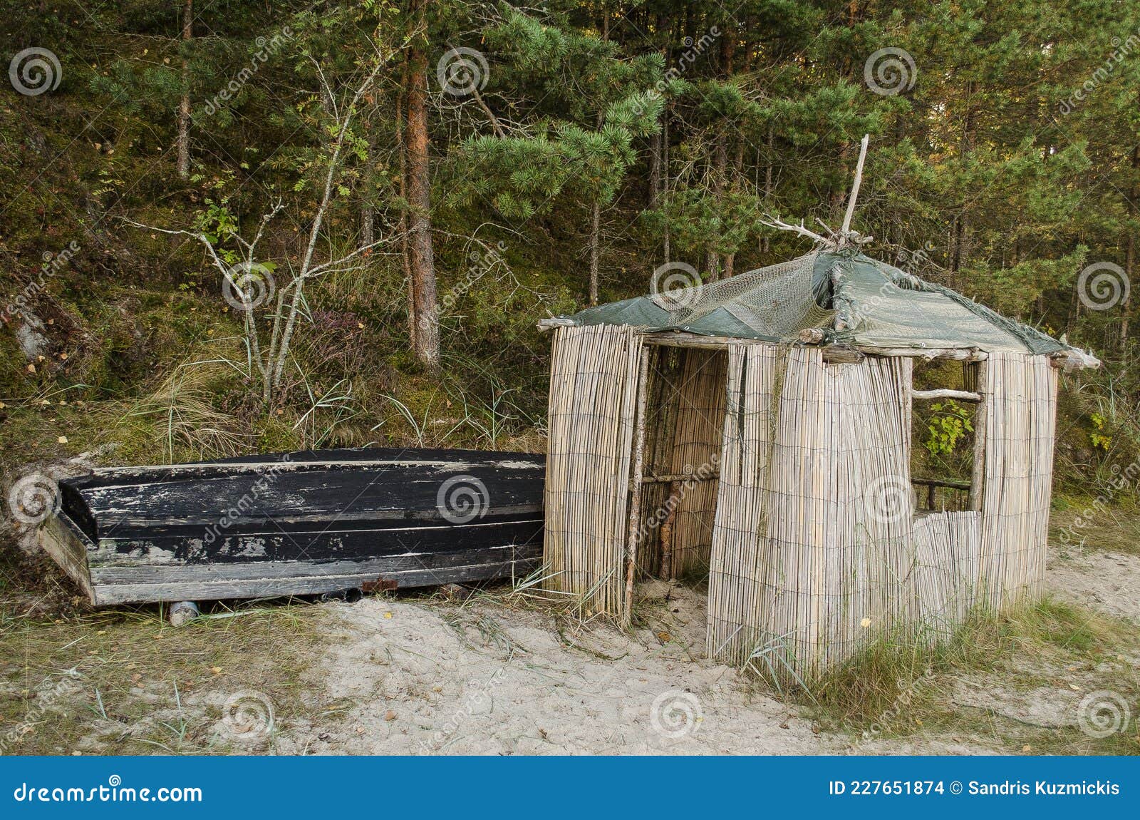Homemade Hut and Wooden Boat Stock Photo - Image of architecture, house ...
