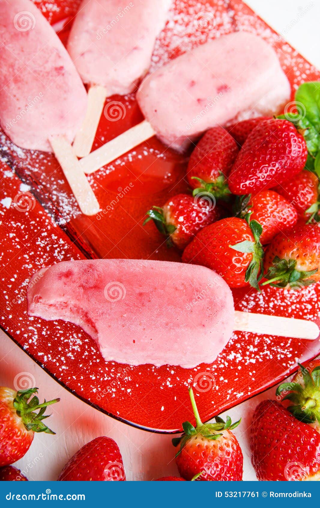 Homemade Ice Cream Pops with Fresh Berries. Stock Image - Image of ...