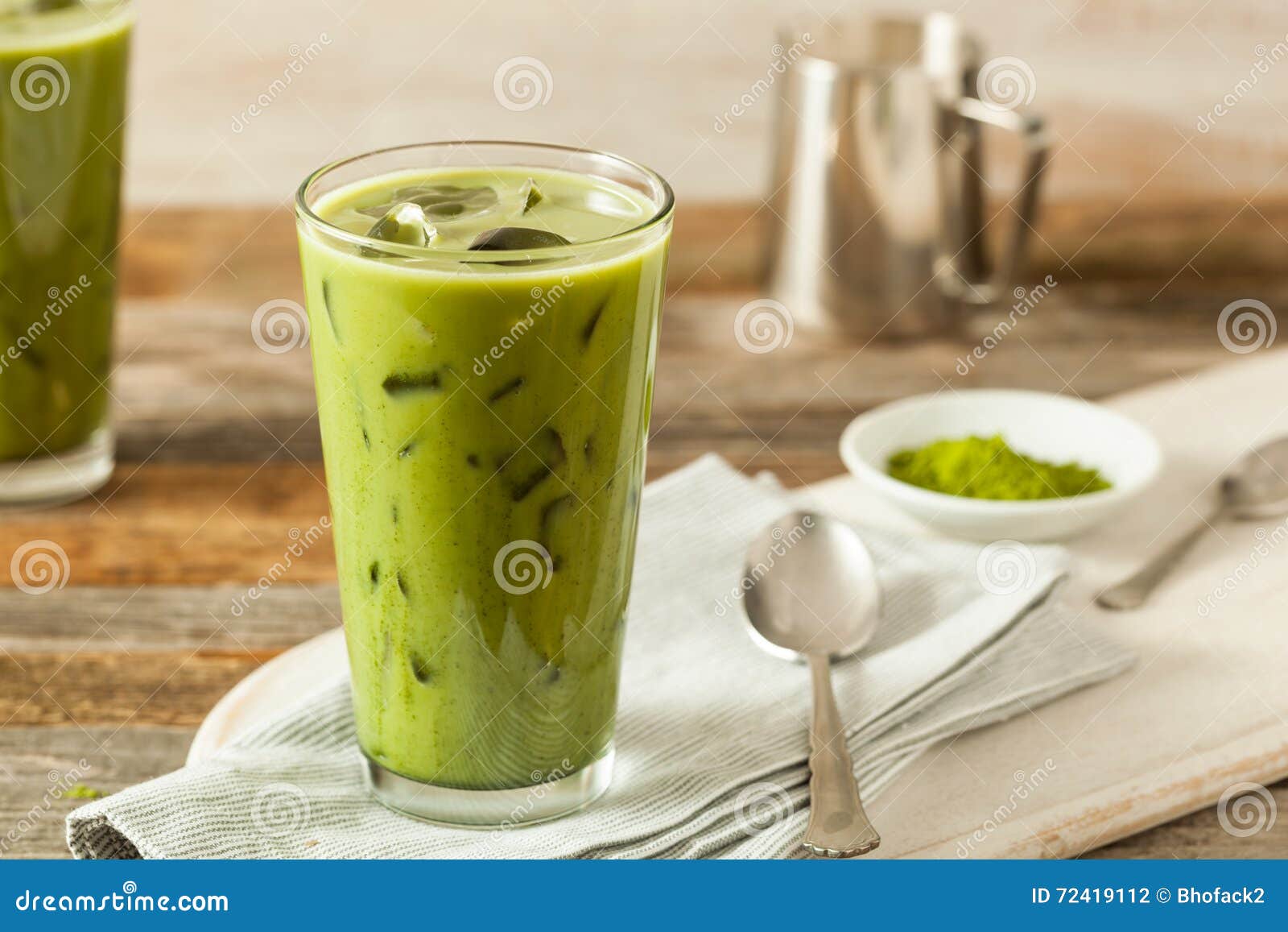 Homemade Iced Matcha Latte Tea Stock Photo - Image of natural, matcha ...