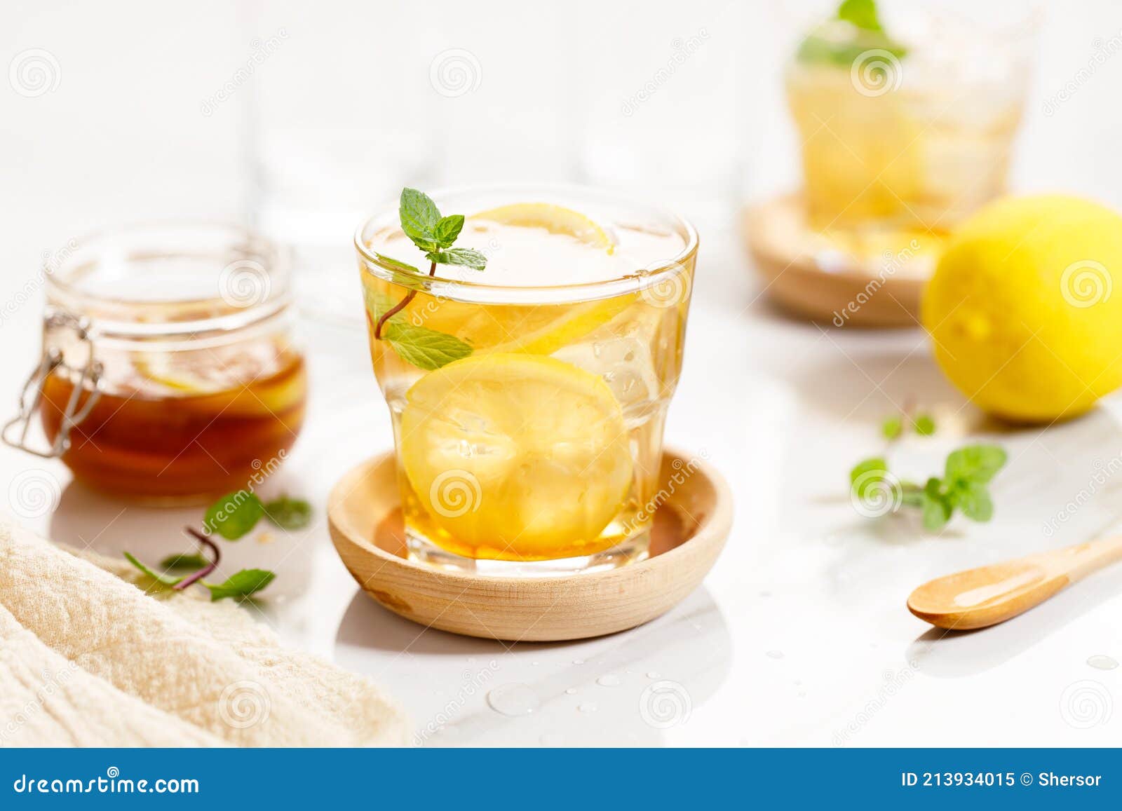 Homemade Iced Tea and Lemonade with Mint Stock Image - Image of juice ...