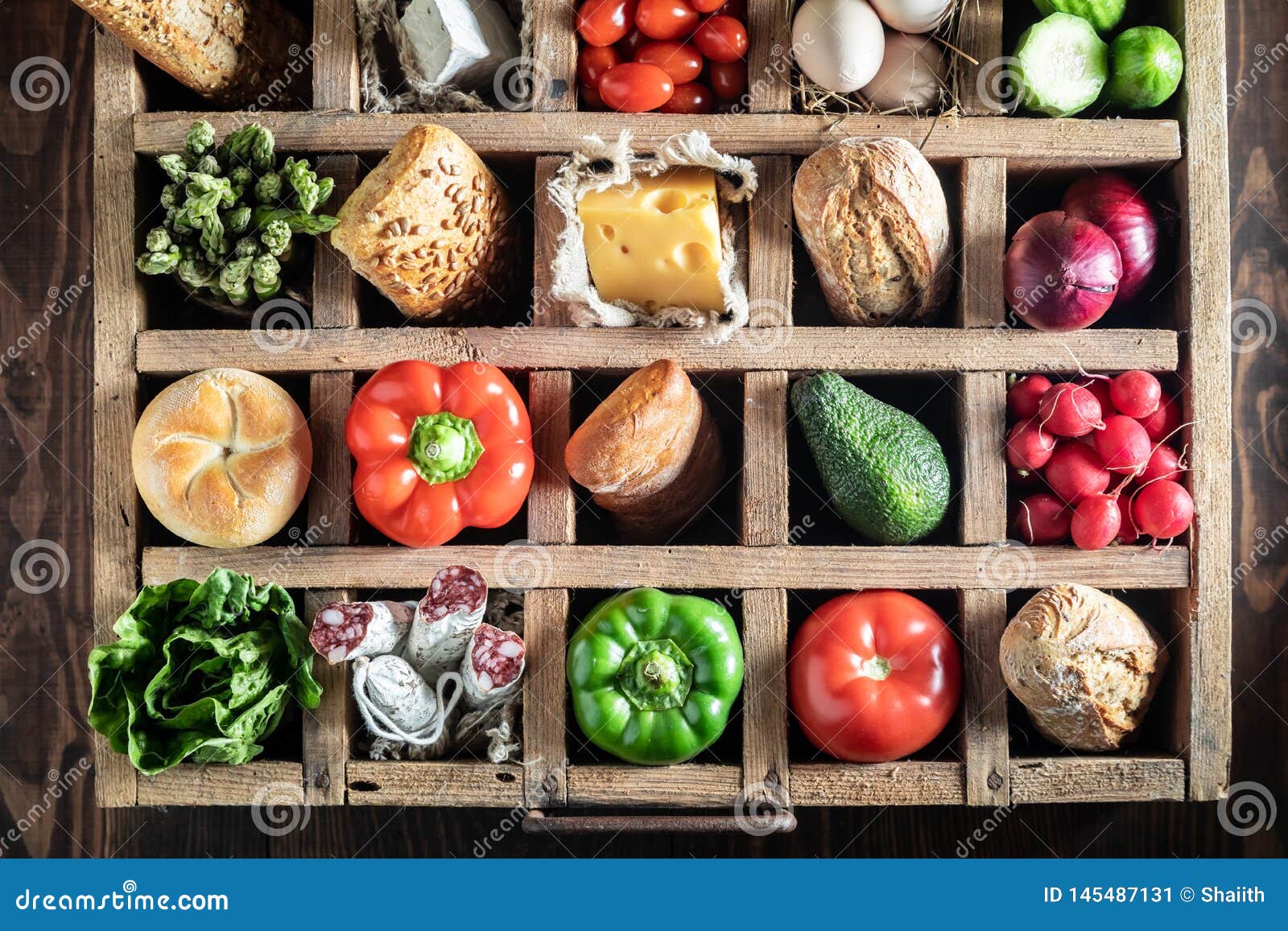 Homemade Ingredients for Sandwich in Rustic Box Stock Image - Image of ...