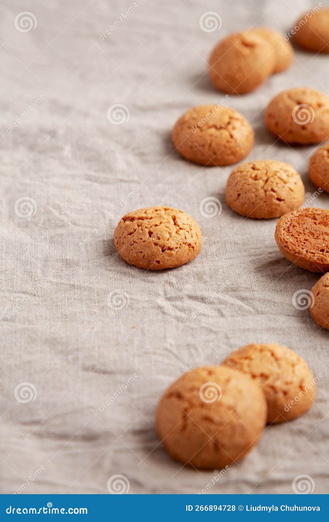 Homemade Italian Amaretti Cookie Biscuits, Side View. Copy Space Stock ...