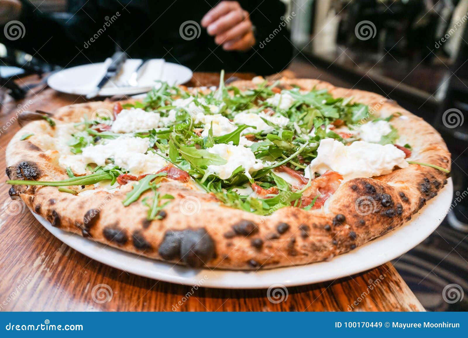 Homemade Italian Pizza with Rocket and Cheese Stock Image - Image of ...