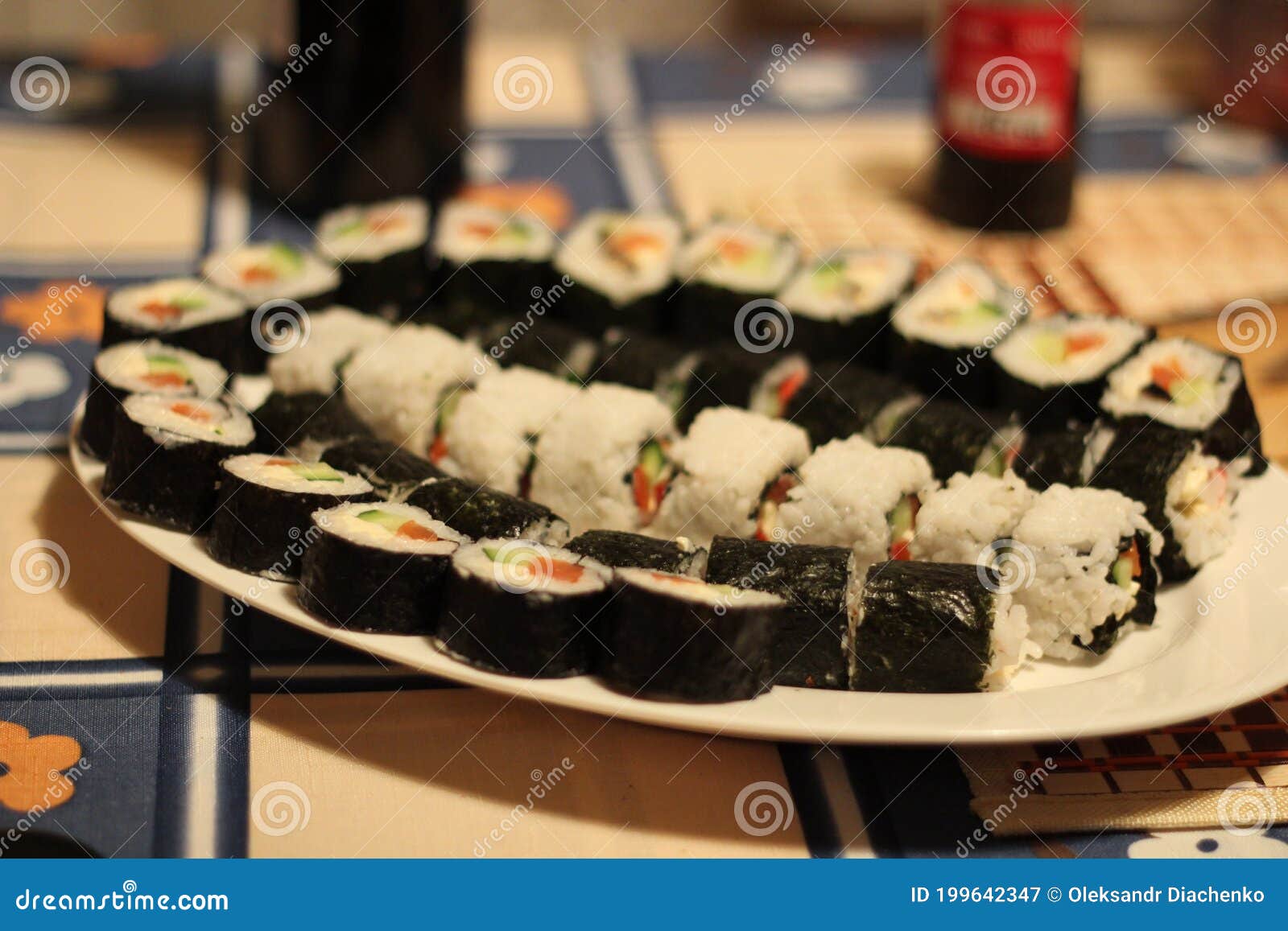 Homemade Japanese Sushi Rolls on the Table Stock Image - Image of roll ...