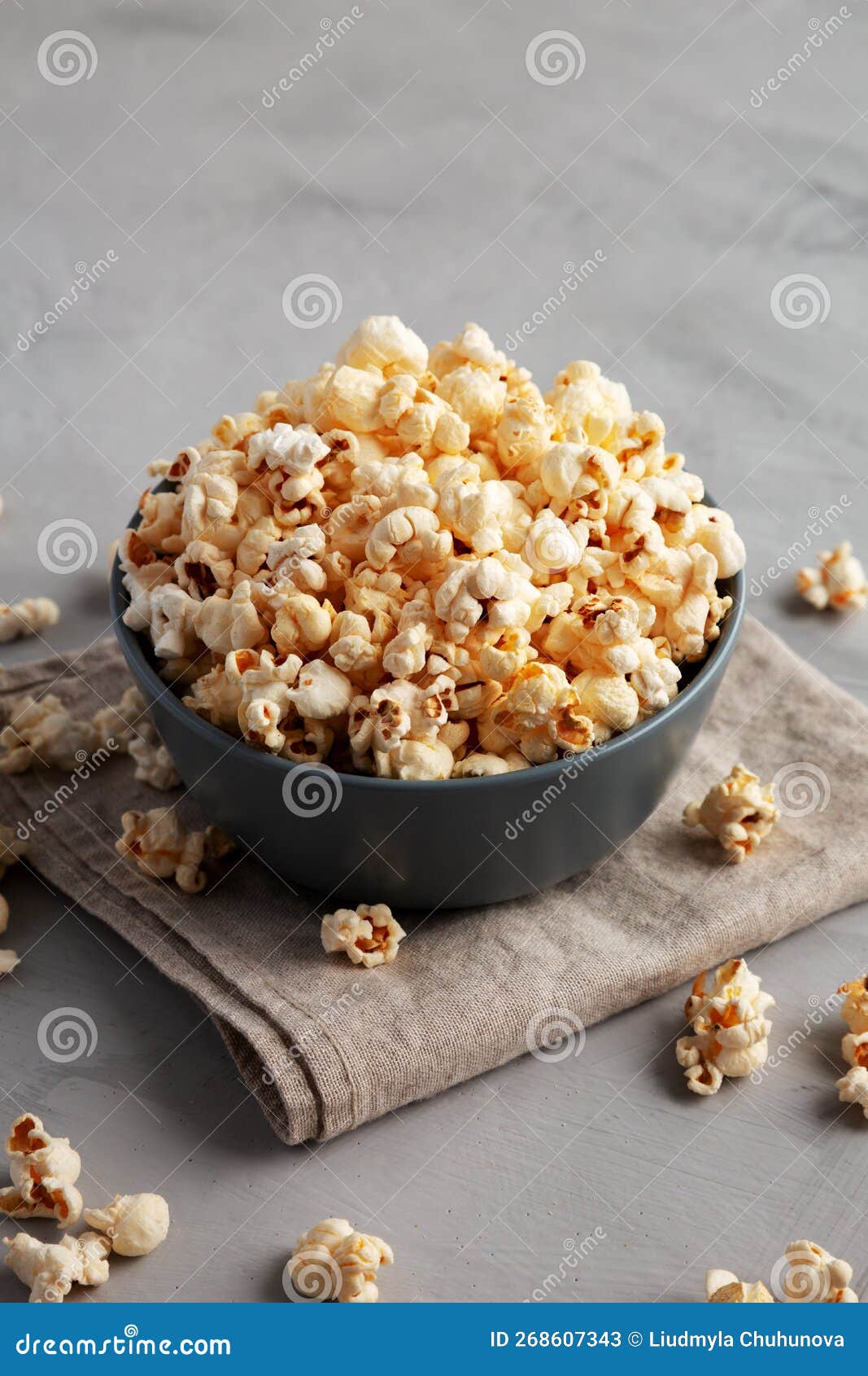 Homemade Kettle Corn Popcorn with Salt in a Bowl, Side View Stock Image ...